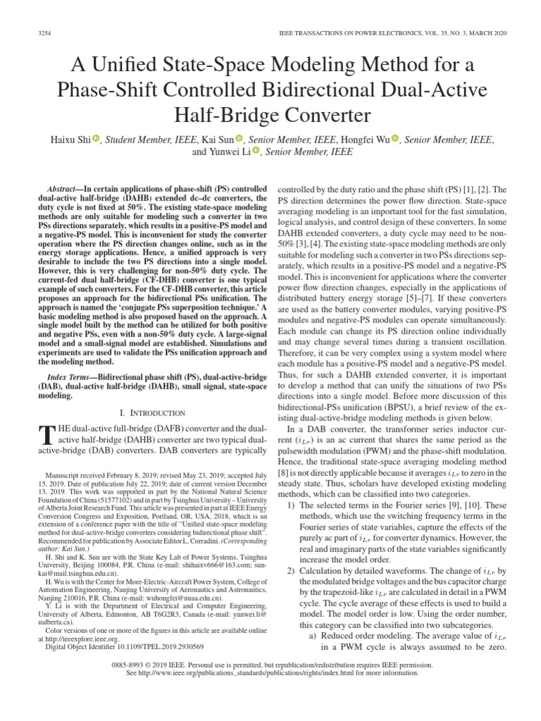March 2020 A Unified State-Space Modeling Method For A Phase-Shift ...