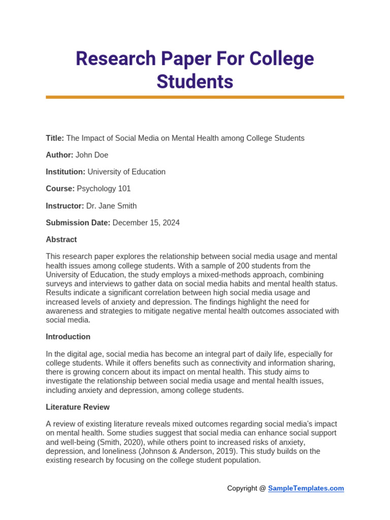 Research Paper For College Students | PDF | Social Media | Popular ...