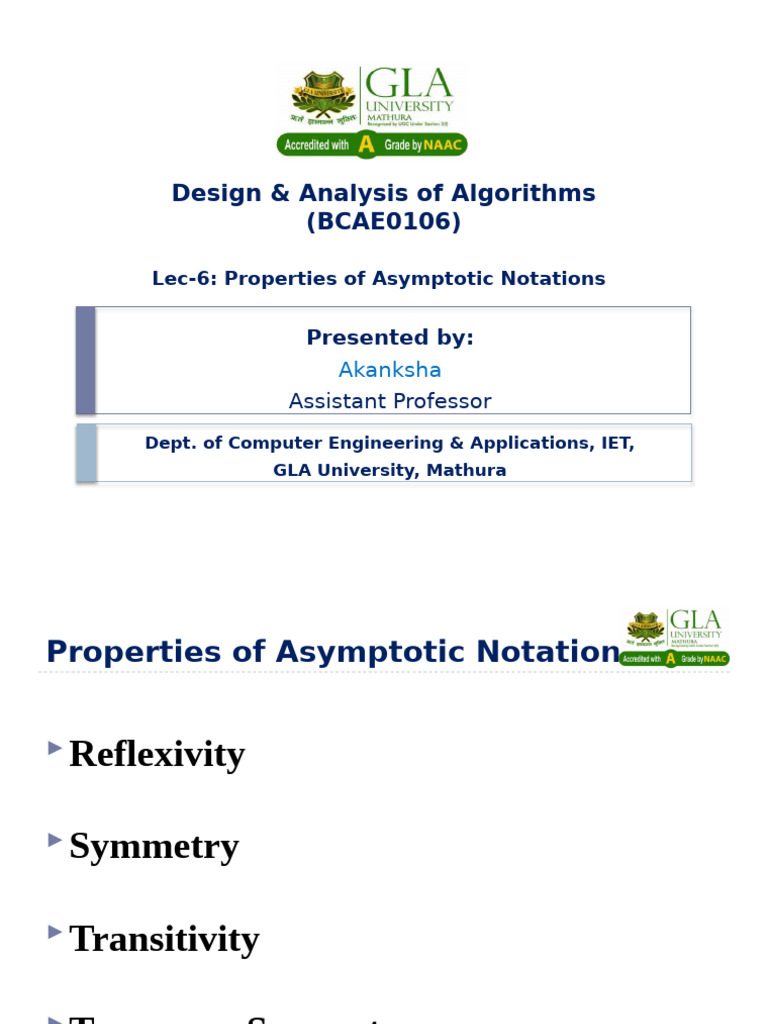 Lec-6 Properties of Asymptotic Notations | PDF