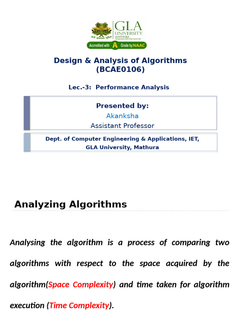 Lec-3 Performance Analysis | PDF | Time Complexity | Complexity