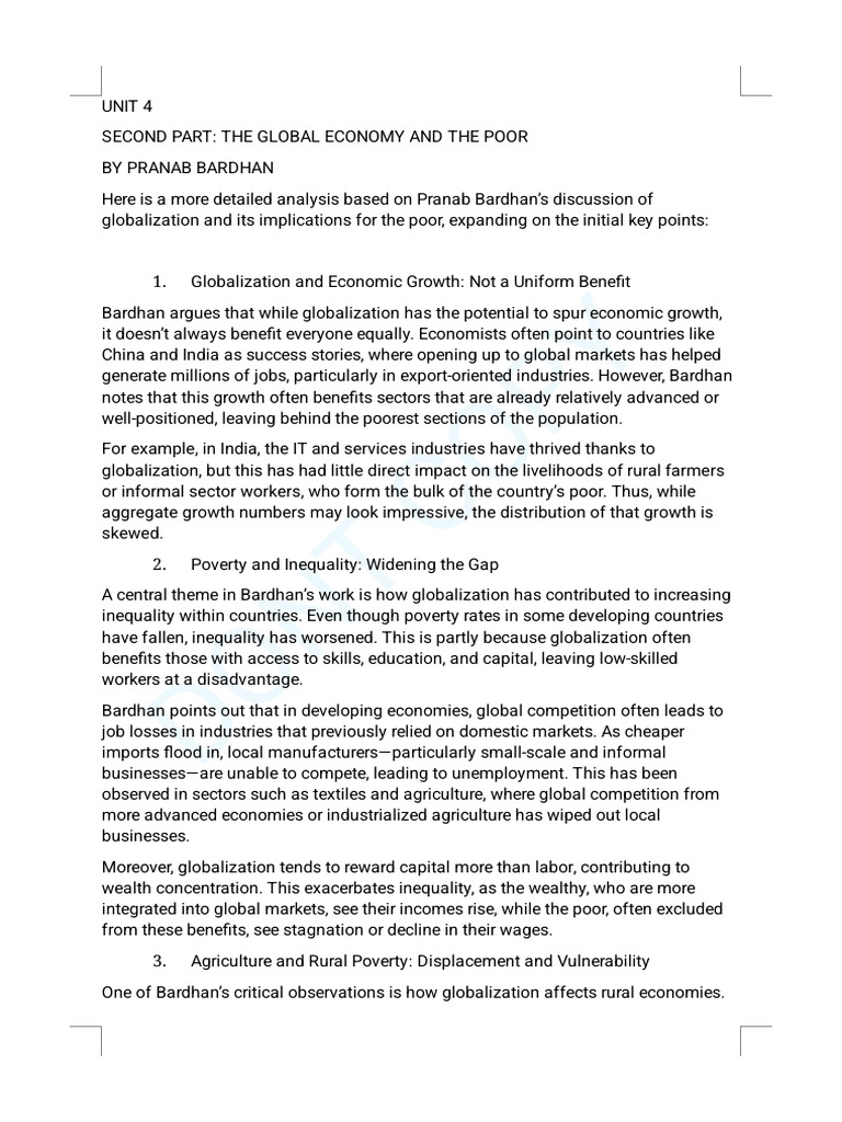 Globalization's Impact on the Poor | PDF | Poverty | Poverty & Homelessness