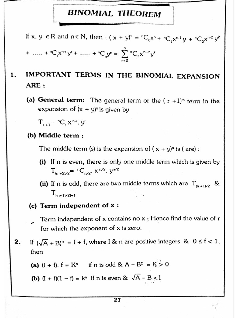 BINOMIAL THEOREM | PDF