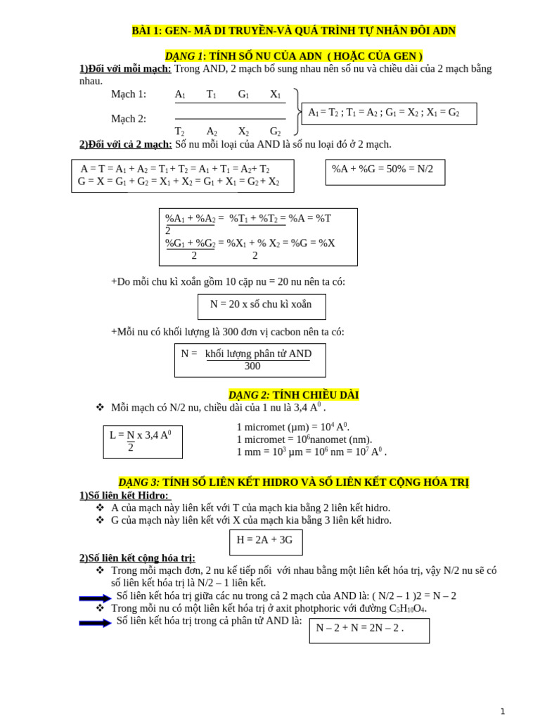Cong Thuc Sinh 12 | PDF