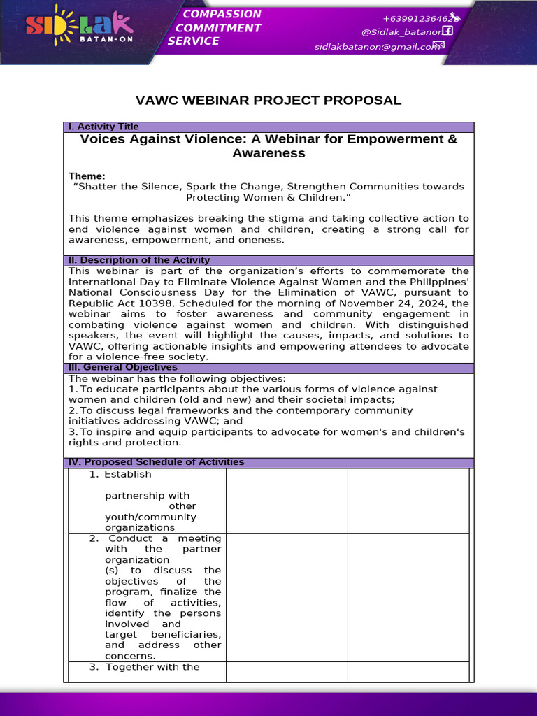 VAWC Webinar Project Proposal | PDF | Violence