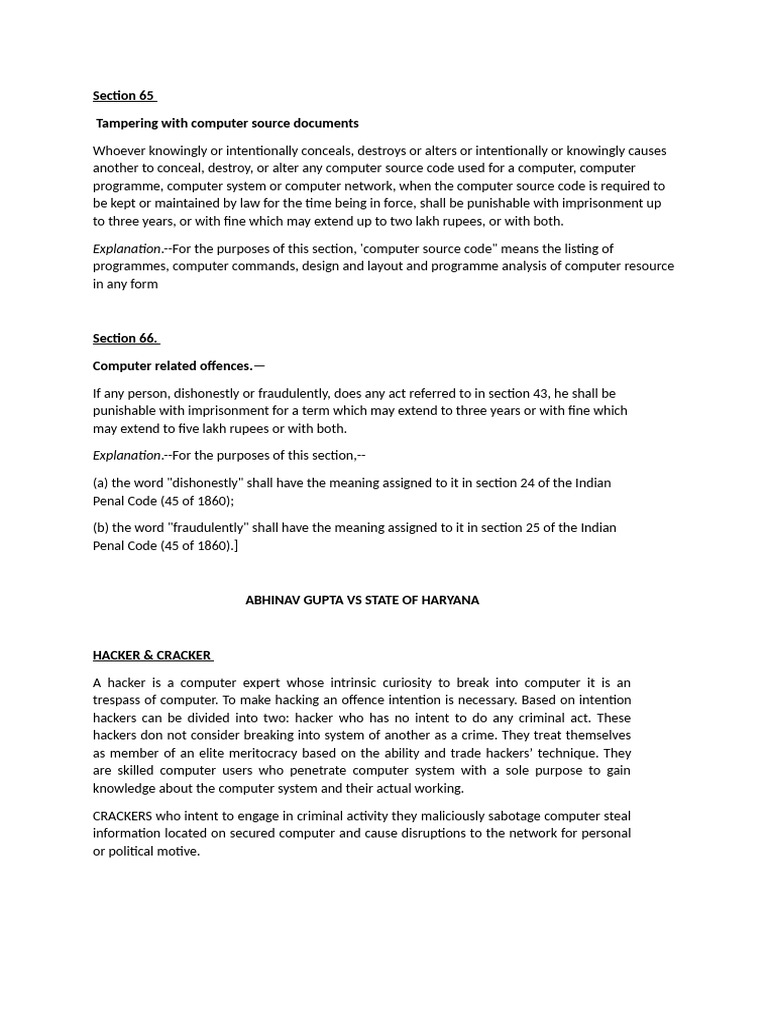 Section 65 and sec 66 | PDF | Security Hacker | Malware
