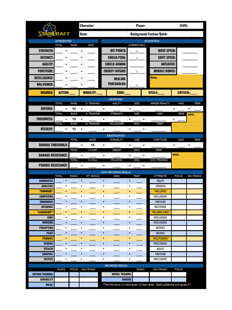 Starcraft Character Creation Guide | PDF | Ammunition