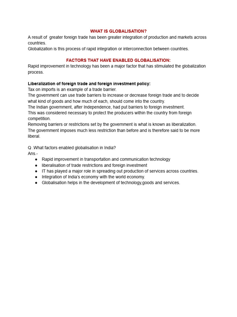 Globalisation 1 | PDF