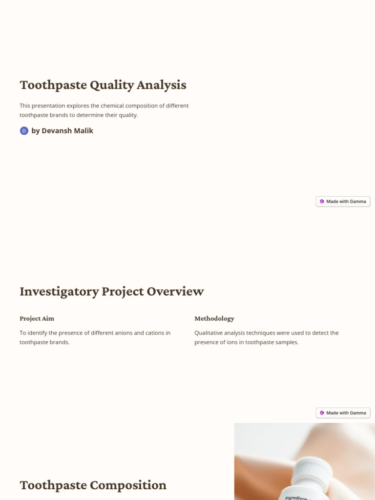 Toothpaste Quality Analysis | PDF | Chemical Substances | Chemistry