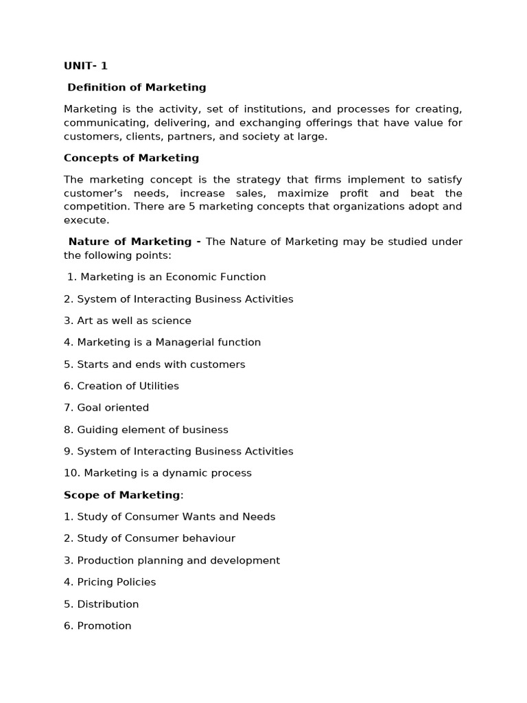 MKT NOTES 1 | PDF | Marketing | Market Segmentation