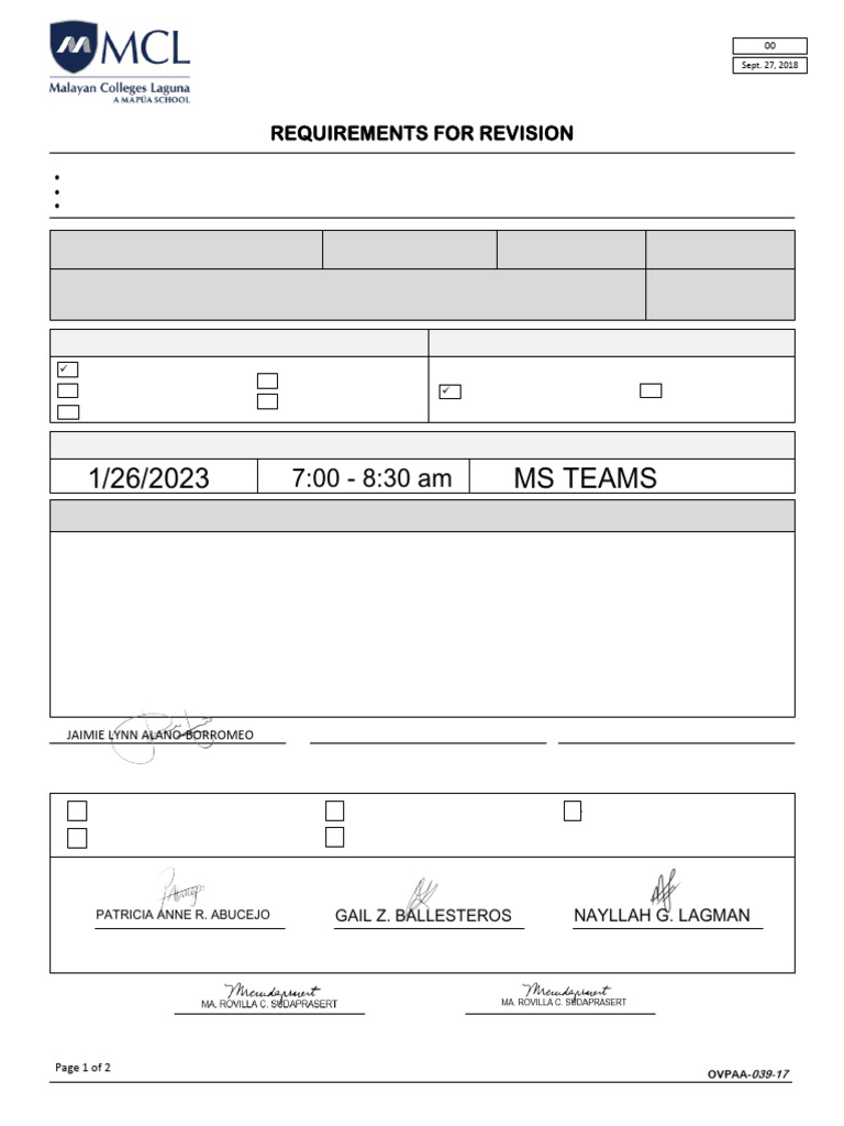 Requirements For Revision Fillable 1 2 | PDF | Thesis | Academia