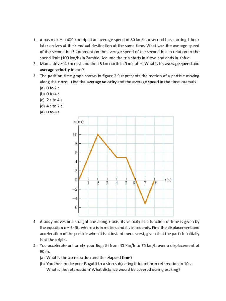 Chapter 3 Numerical Problems | PDF | Speed | Acceleration
