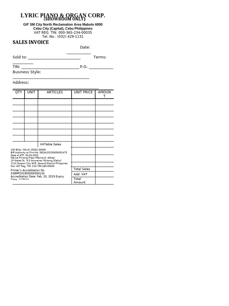 Lyric Receipt | PDF