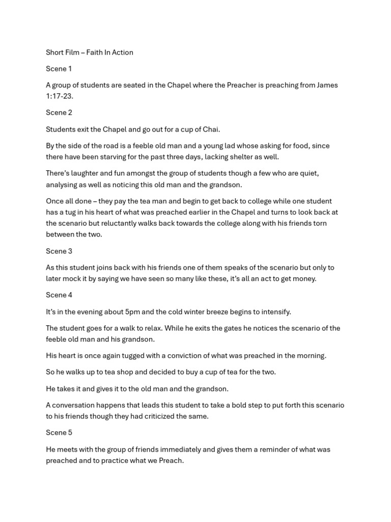 Love in Action - Short Film Outline | PDF