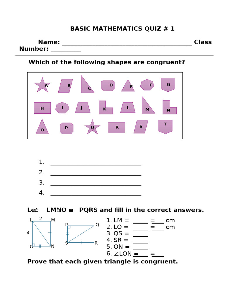 QUIZ. Congruence | PDF | Euclidean Geometry | Euclid