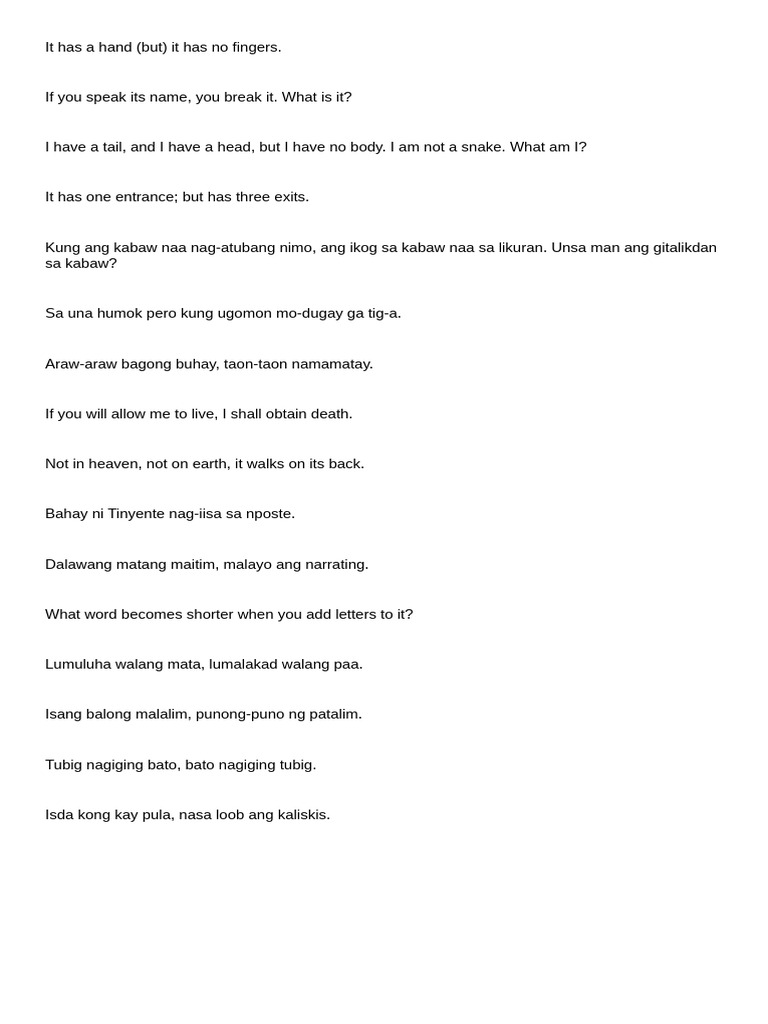 Amazing Race Riddles | PDF