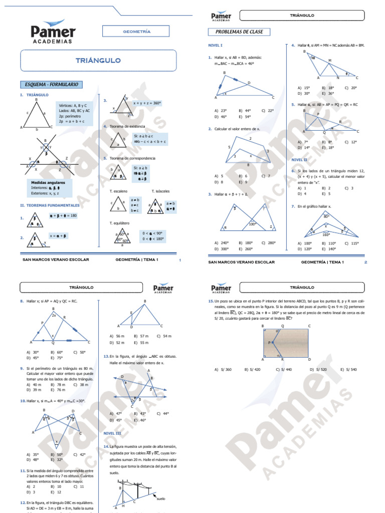Geometría - Clase - SM - Verano Escolar - 2025-1 - Sem01 | PDF | Triángulo | Geometría Elemental