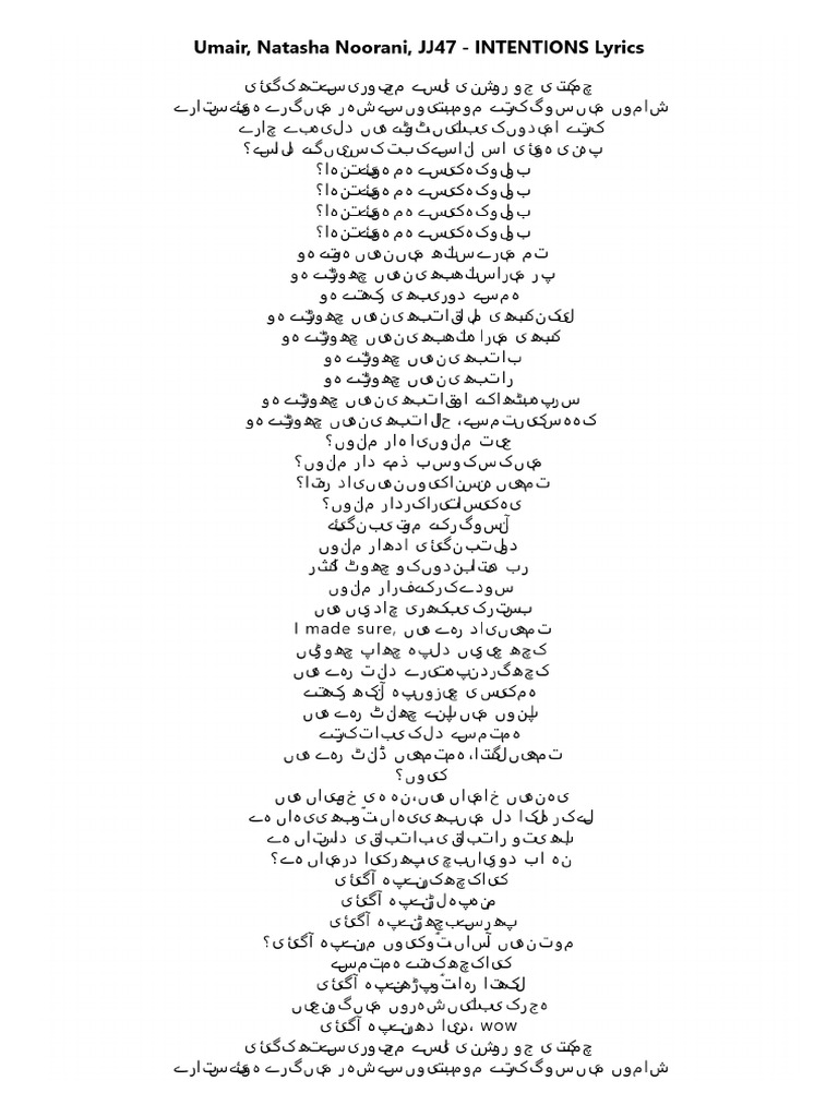 Umair, Natasha Noorani, JJ47 - INTENTIONS | PDF