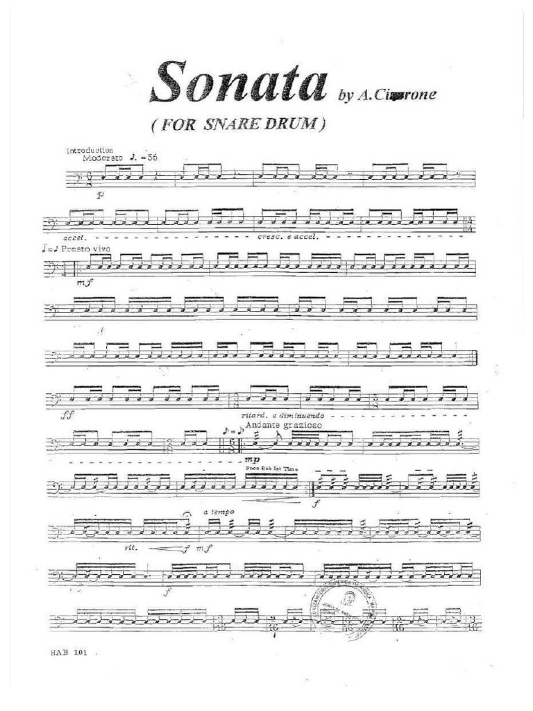 A. Cirone, Sonate For Snare Drum | PDF