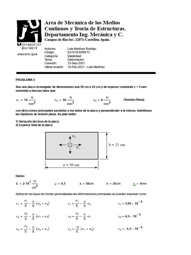 Problema T2 - 5 Resuelto | PDF | Estrés (Mecánica) | Mecánica