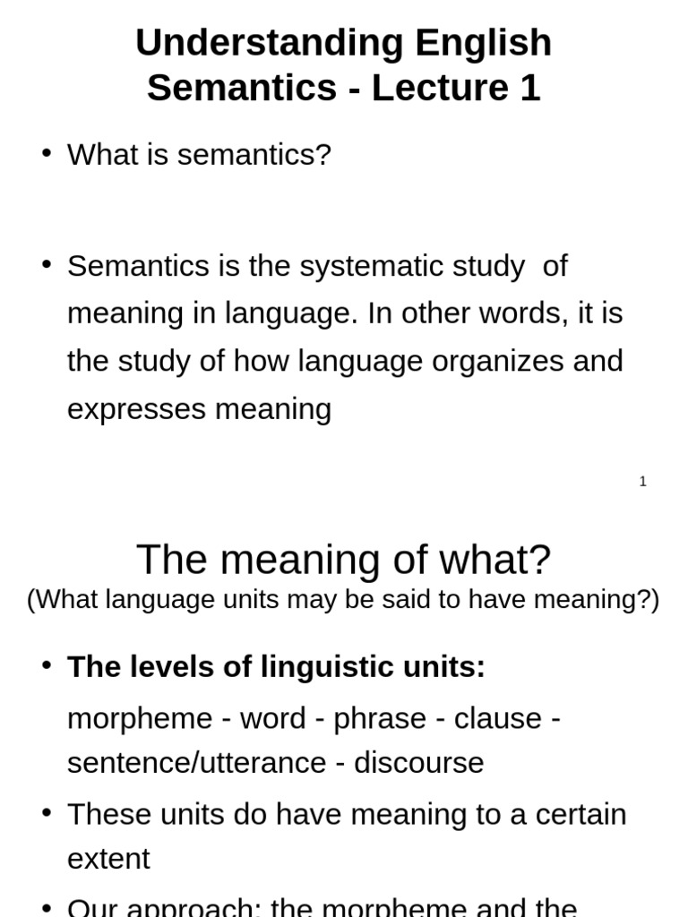 Lecture1 | PDF | Semantics | Word
