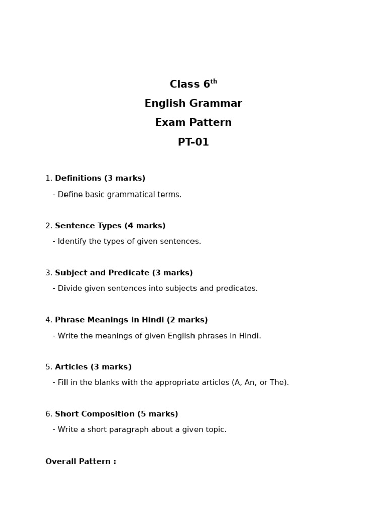 Exam Pattern 6th | PDF