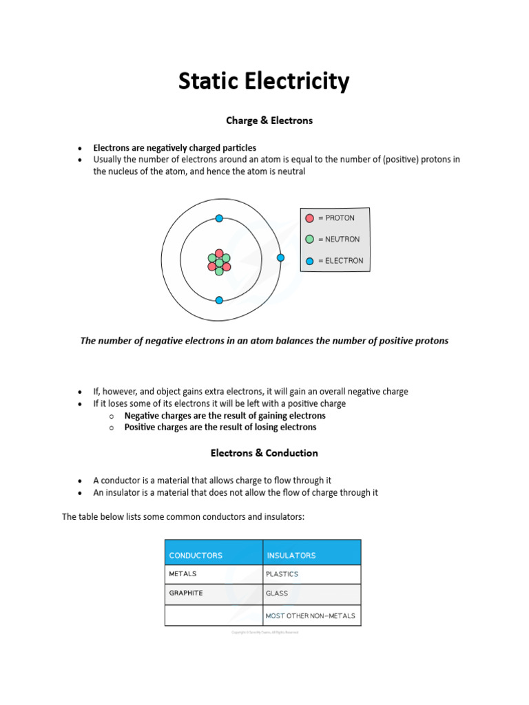 1_Static_electricity_notes | PDF | Electric Charge | Electric Field