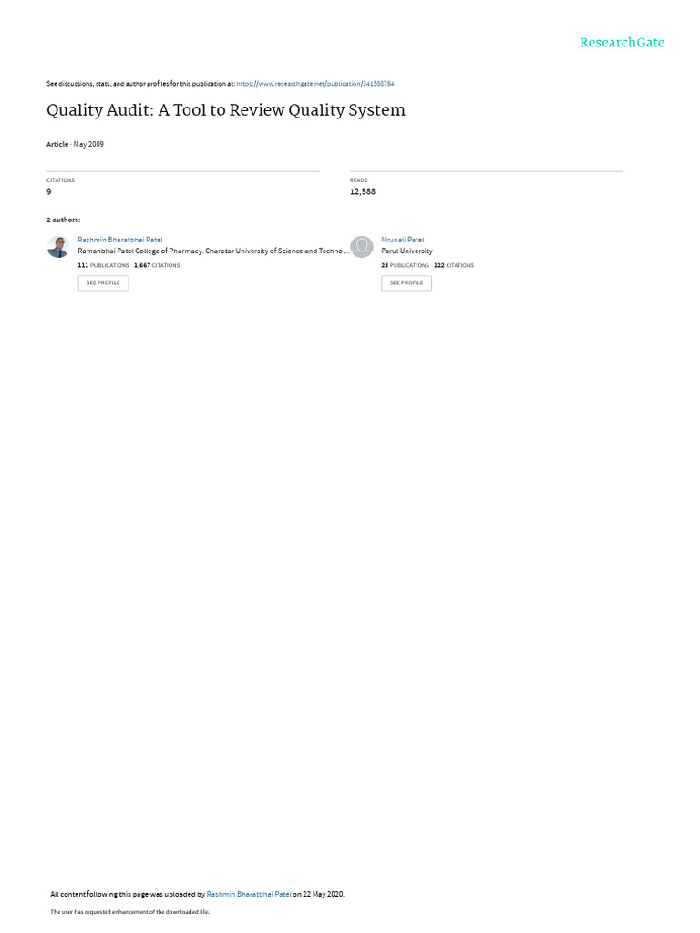 QualityAudit ATooltoReviewQualitySystem | PDF | Audit | Quality Management System