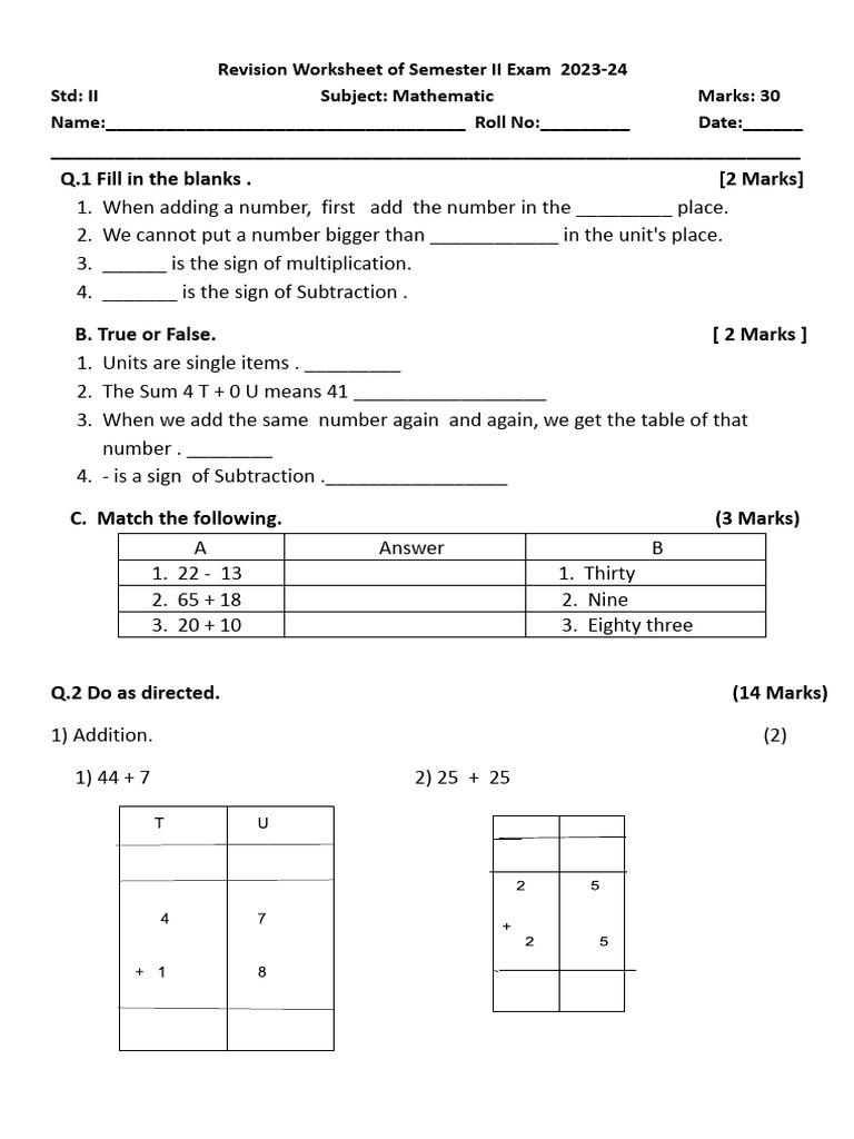STD II Maths (RW) | PDF