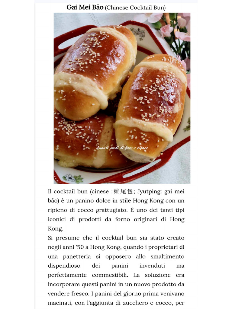 Ricetta Pane Gai Mei Bāo (Chinese Cocktail Bun) | PDF