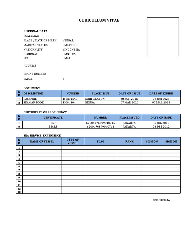 CV Kosong | PDF