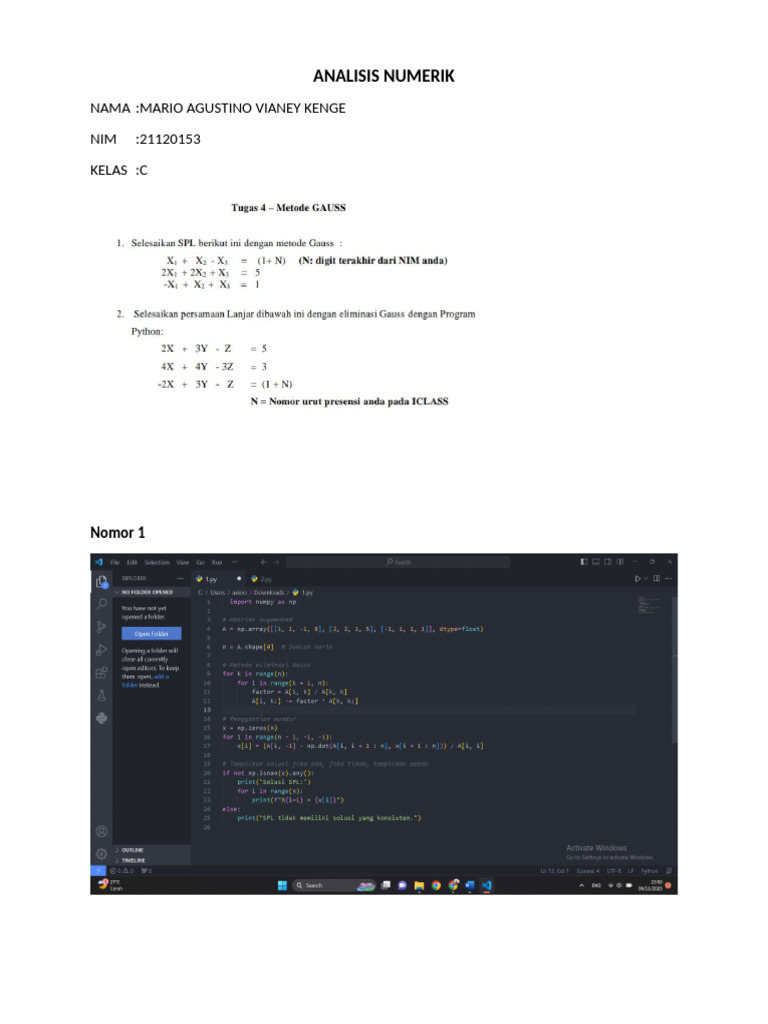 tugas 4 ANALISIS NUMERIK | PDF