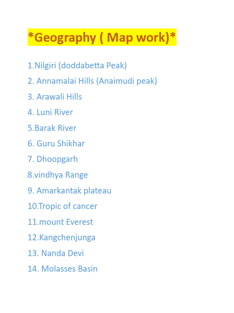 Geography (Map Work -11) | PDF