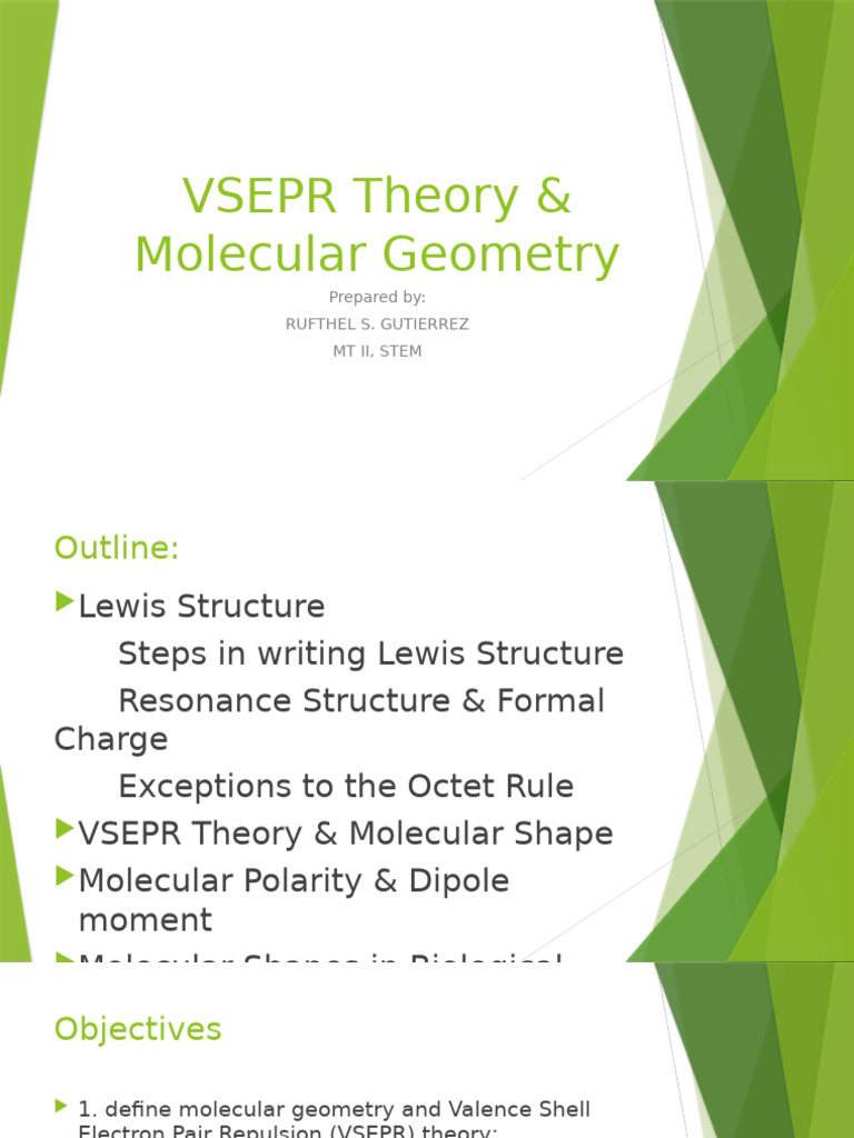 1 Vsepr Molecular Geometry | PDF | Chemical Polarity | Chemical Bond