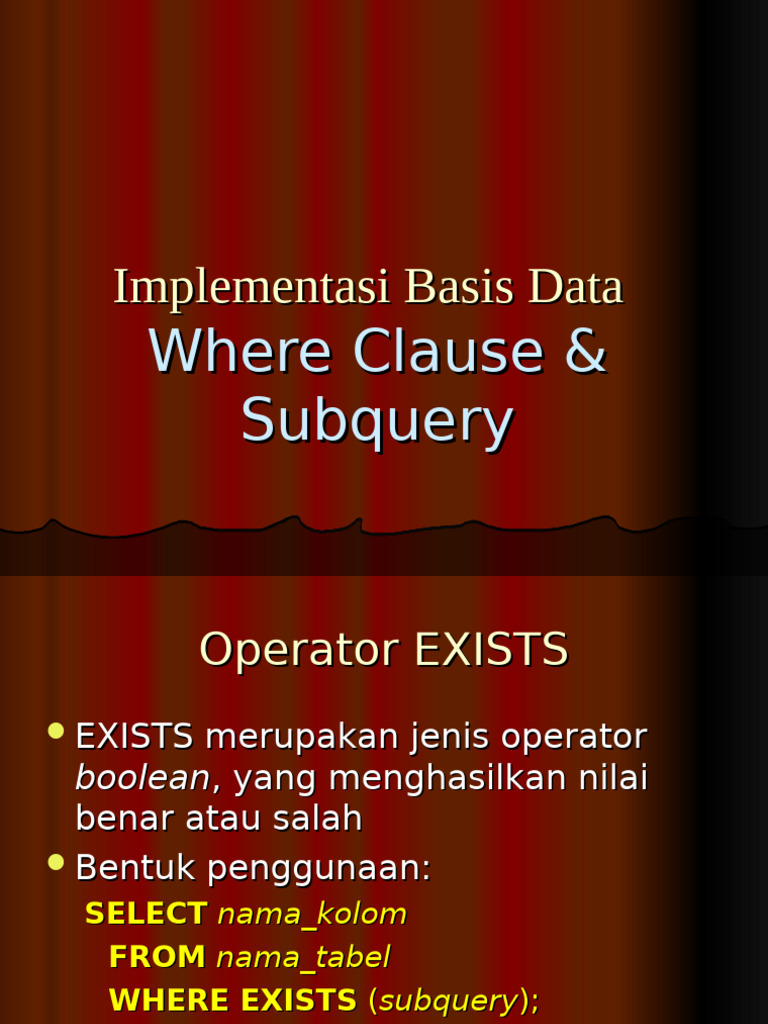 Panduan Subquery dan Operator SQL | PDF