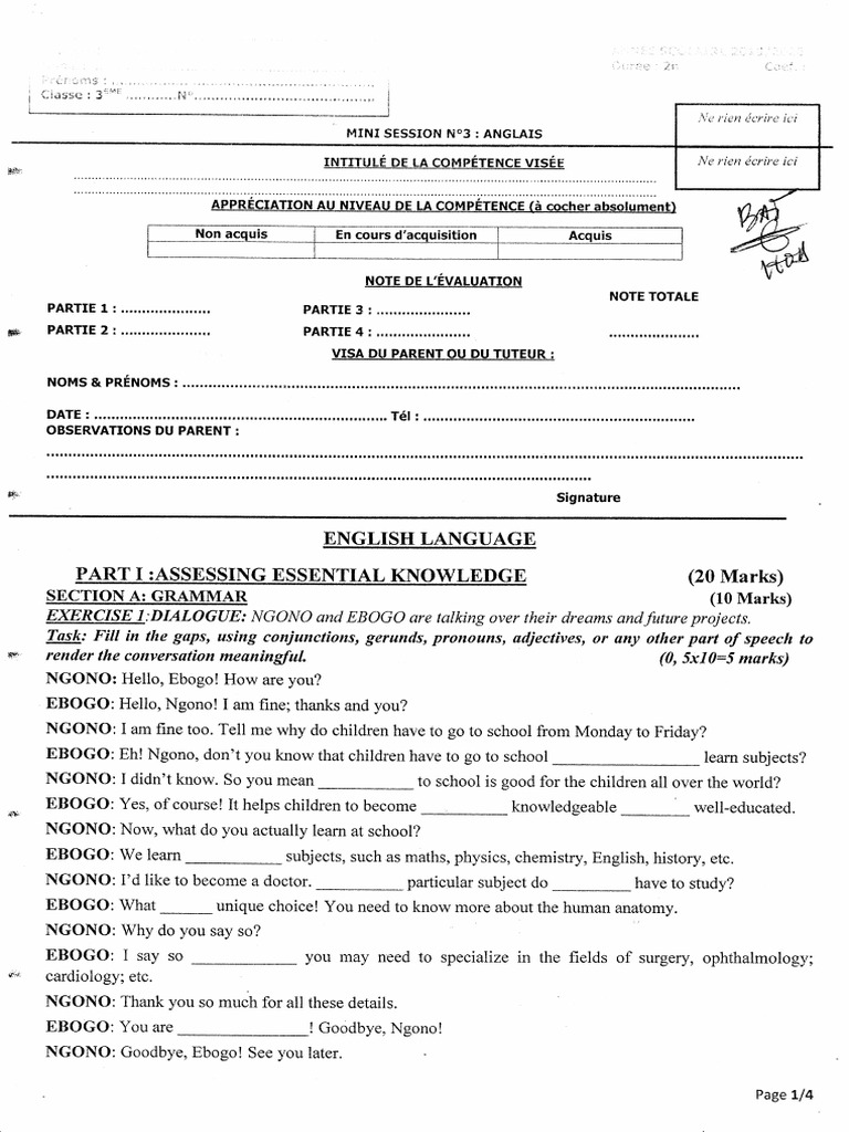 Anglais-3eme-Eval3 | PDF