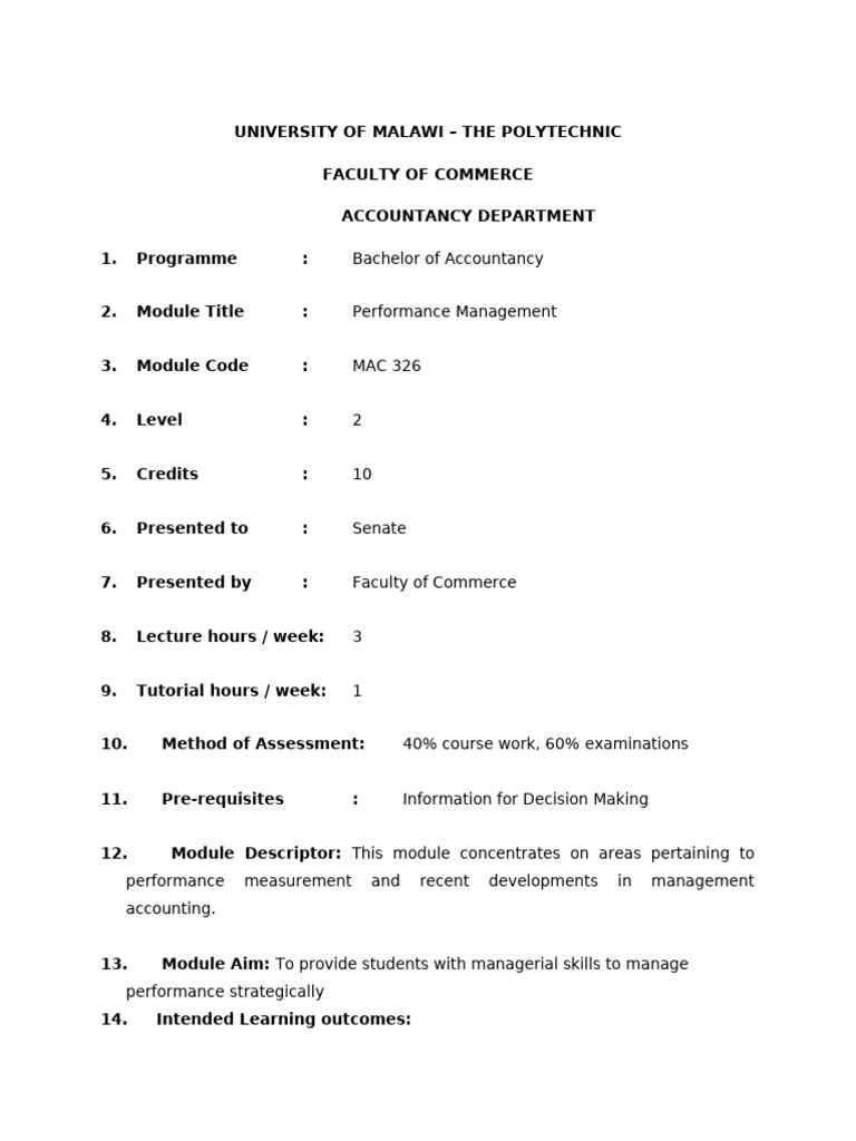 BAC 3 MAC-326 Performance Management | PDF | Management Accounting | Accounting