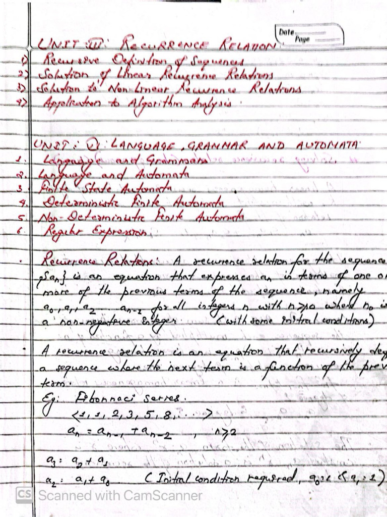 Unit-4 ( Recurrence Relation) | PDF