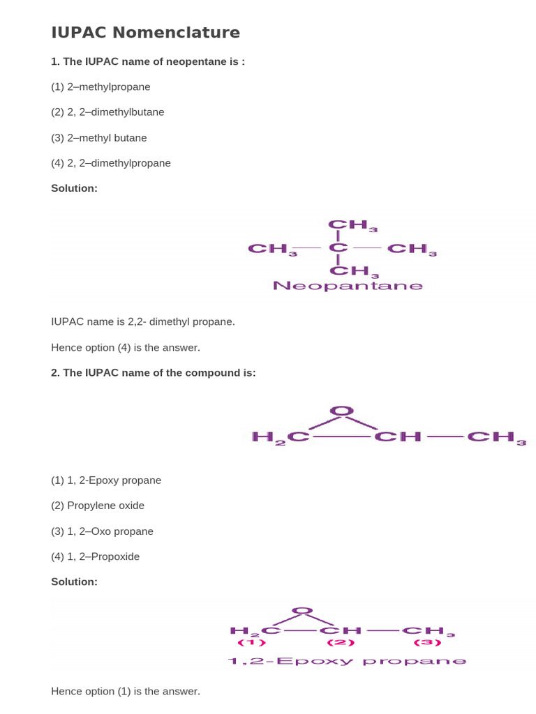 IUPAC Nomenclature | PDF | Ketone | Methyl Group