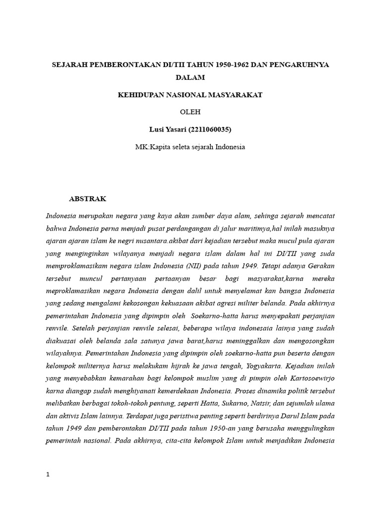 Sejarah Pemberontakan DI/TII | PDF