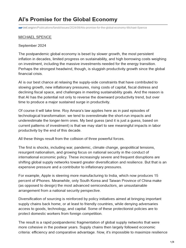 imf.org-AIs Promise for the Global Economy | PDF | Artificial ...