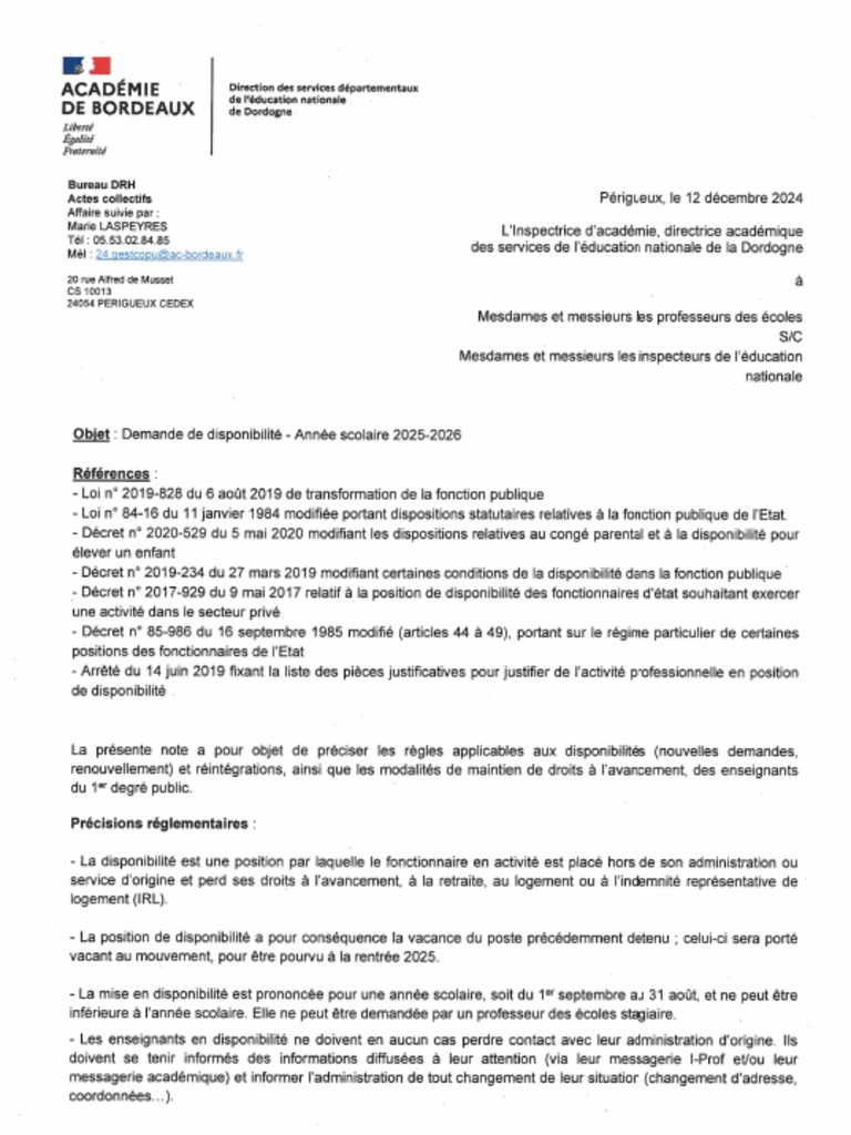 circulaire-disponibilit-et-r-int-gration-2025-2026-68997 | PDF