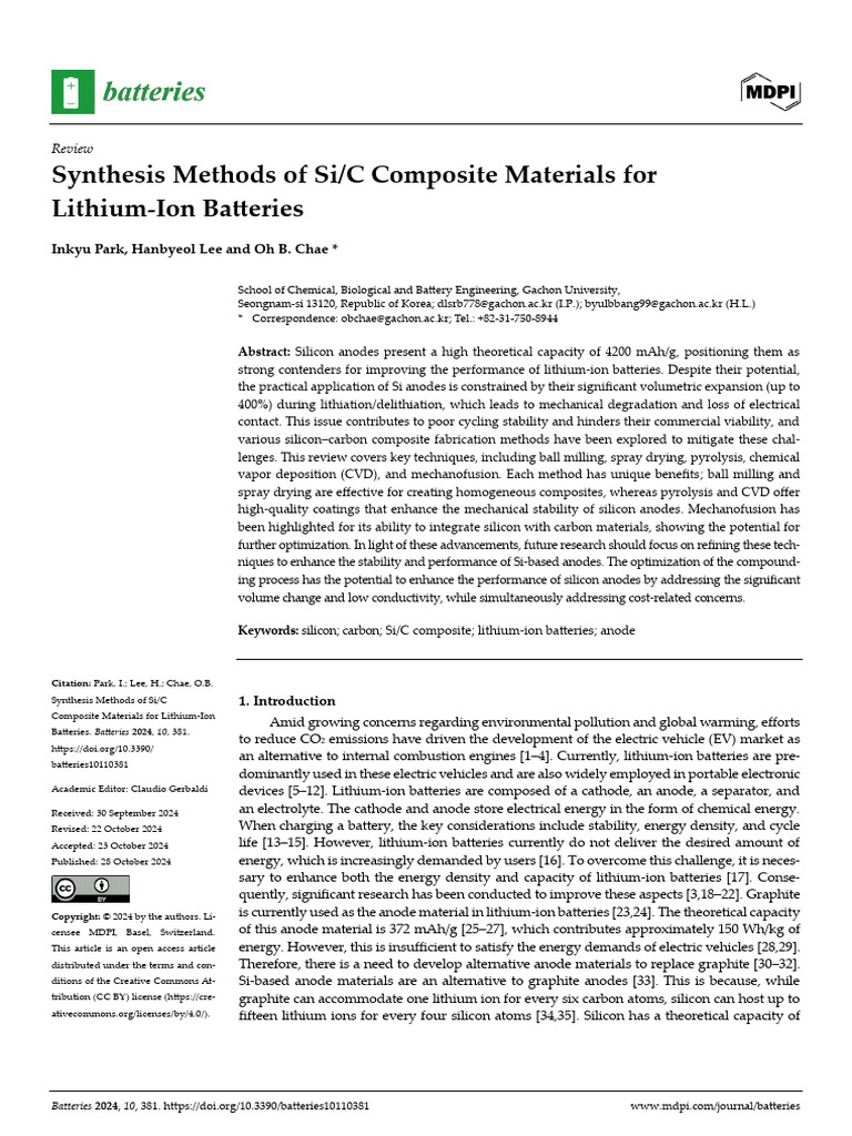 Synthesis_Methods_of_SiC_Composite_Materials_for_L | PDF | Lithium Ion ...