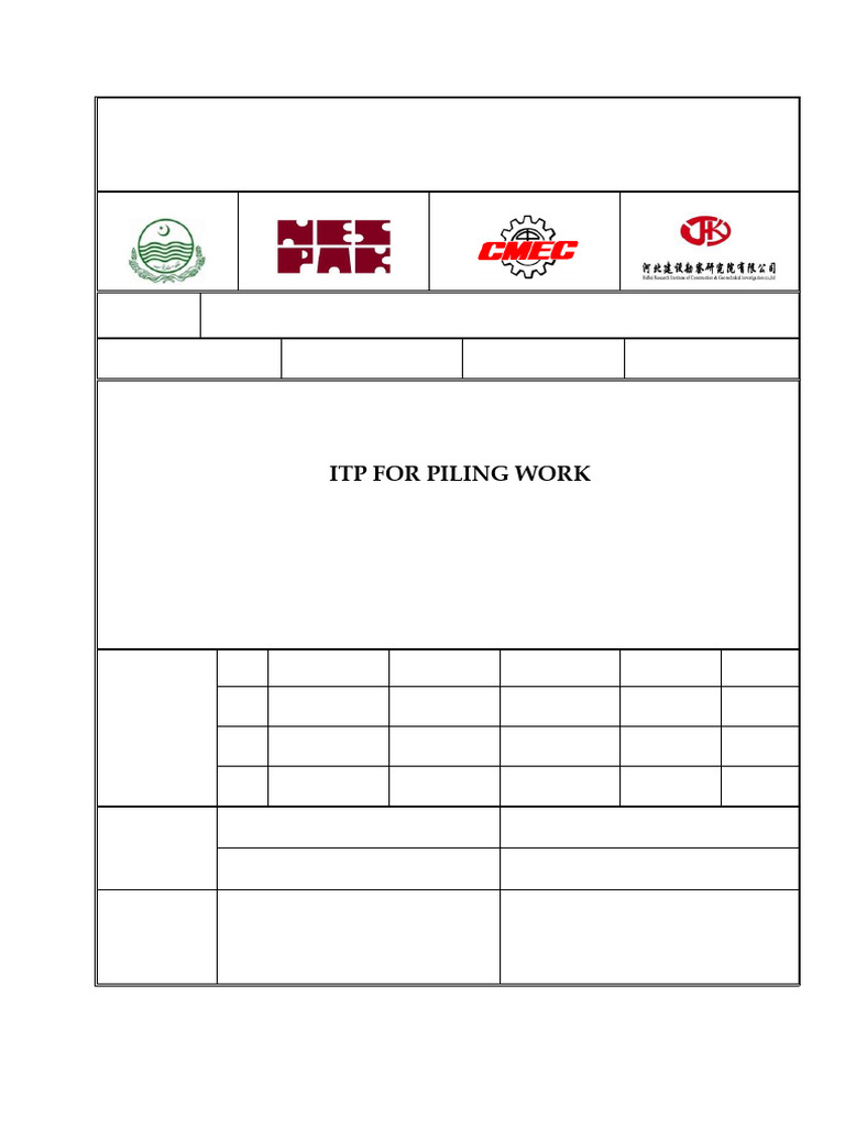 ITP FOR PILING WORK | PDF | Concrete | Deep Foundation