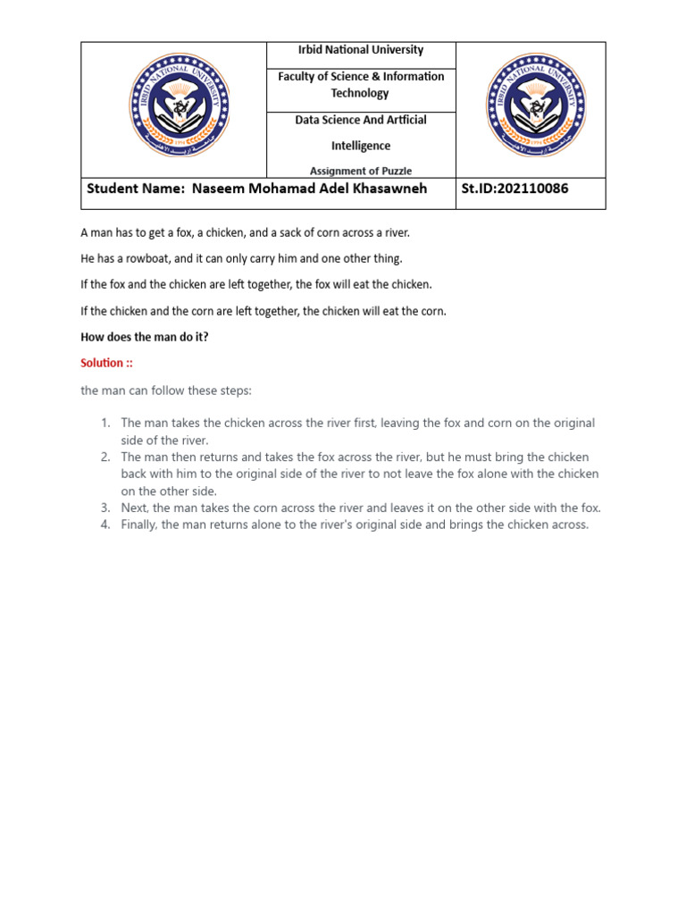 Assignment of Puzzle | PDF