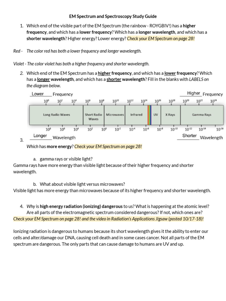 EM Spectrum & Spectroscopy Guide | PDF | Electromagnetic Spectrum ...