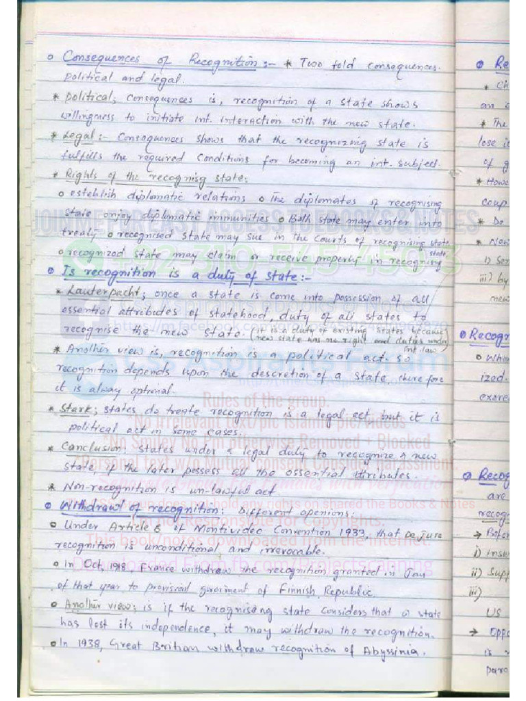 International Law Handwritten Notes | PDF