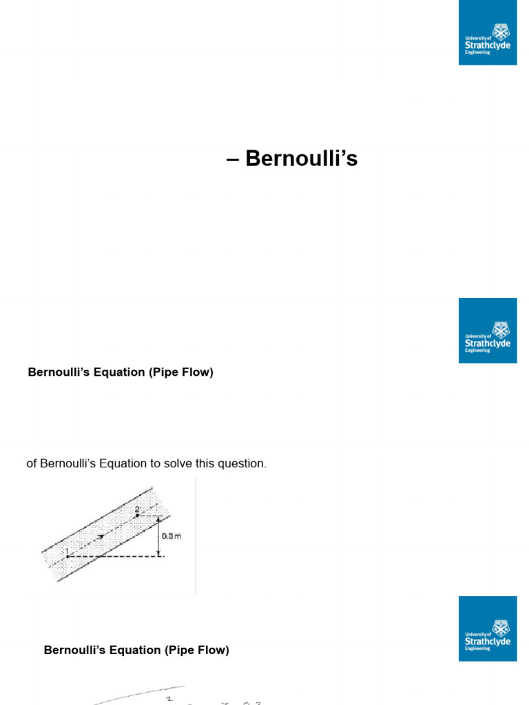 4.03 Worked Example Bernoullis Equation Pipe Flow Notes | PDF