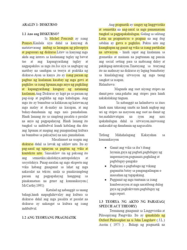 Filipino Reviewer (Aralin 1-4) | PDF