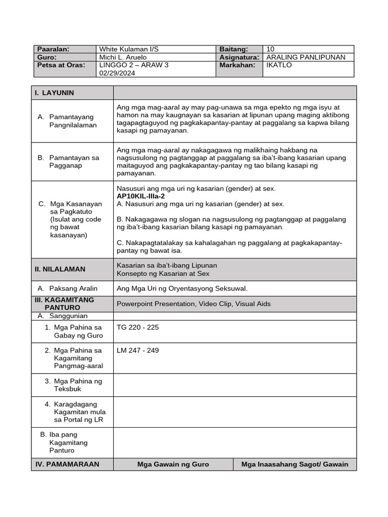 Ap 10 Cot3 Oryentasyong Sekswal | PDF