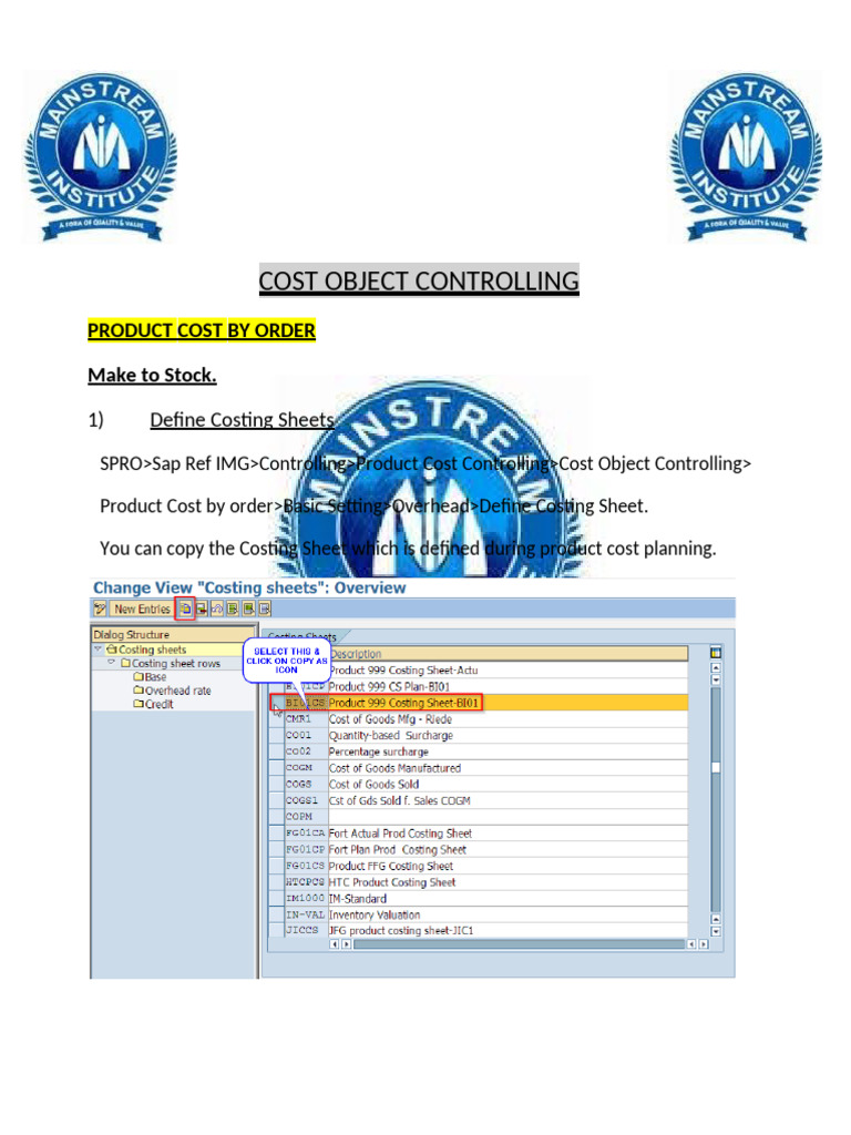 Cost Object Controlling Pdf Valuation Finance Cost